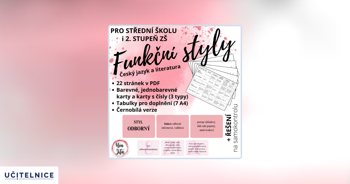 Materiál - Funkční styly - 3 druhy karet a tabulky