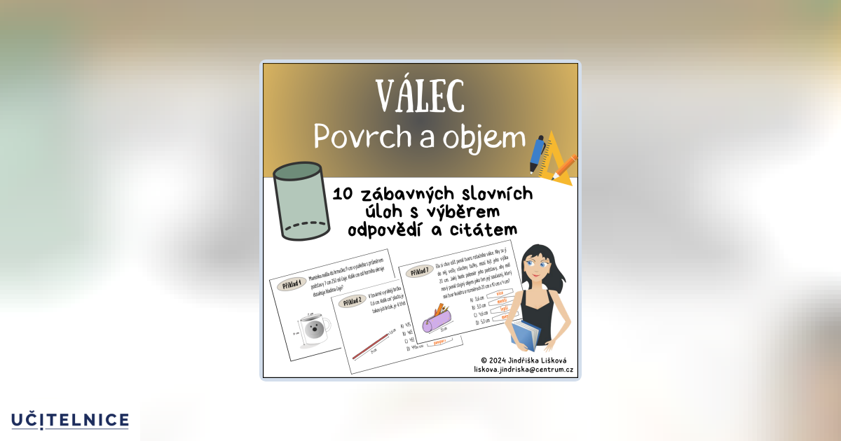 VÁLEC - obrázkové příklady na povrch a objem | Učitelnice