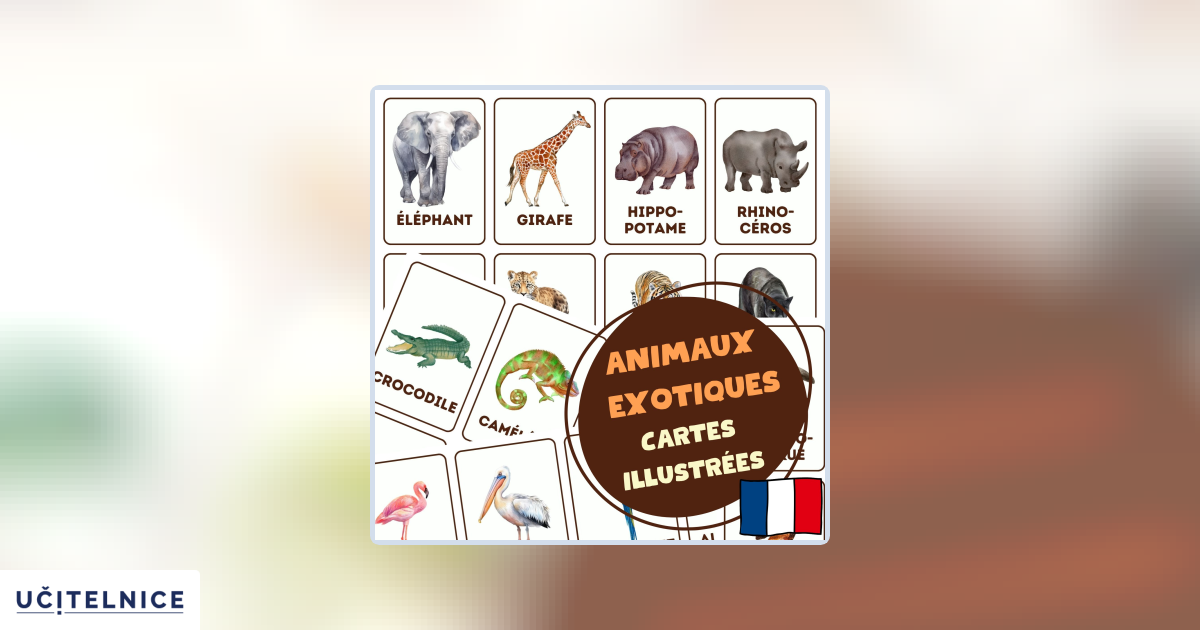 ANIMAUX EXOTIQUES (ZOO) - cartes illustrées en français | francouzské ...