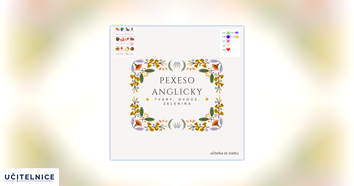 Pexeso - ovoce, zelenina, tvary - anglicky | Učitelnice