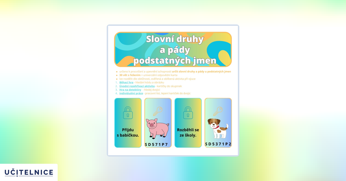 Slovní druhy a pády podstatných jmen | Učitelnice