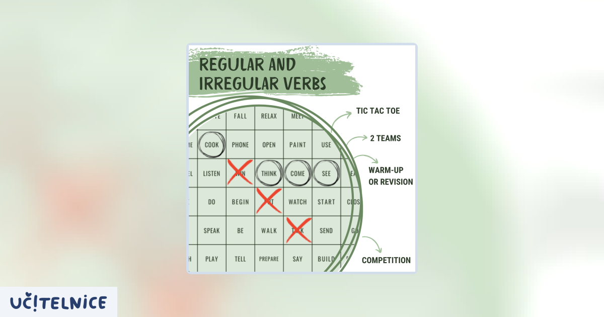 Regular and irregular verbs - Tic Tac Toe (piškvorky) | Učitelnice