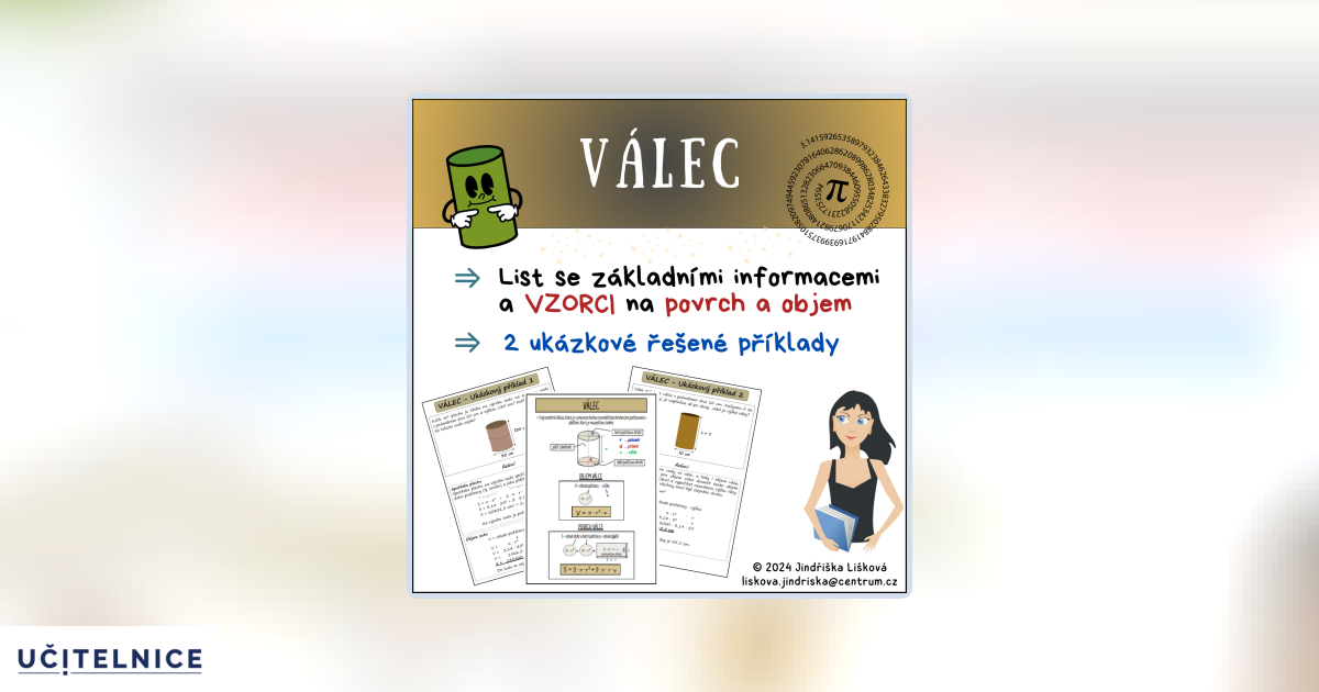 VÁLEC - vzorce a řešené příklady | Učitelnice