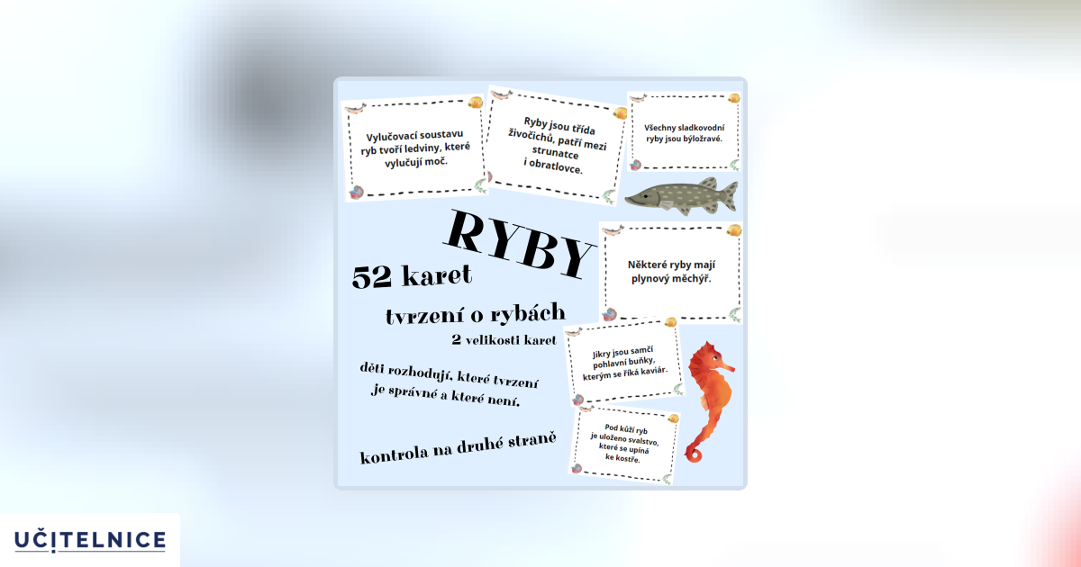 Ryby - tvrzení (ANO/NE) | Učitelnice