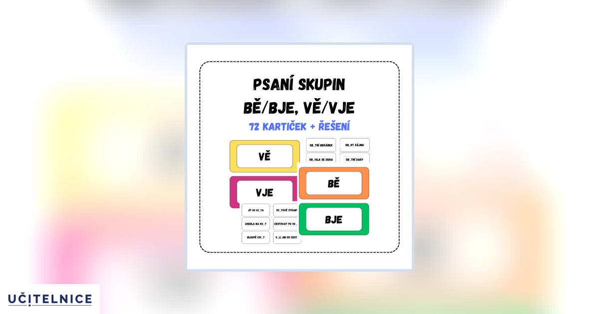 Psaní skupin bě/bje, vě/vje | Učitelnice