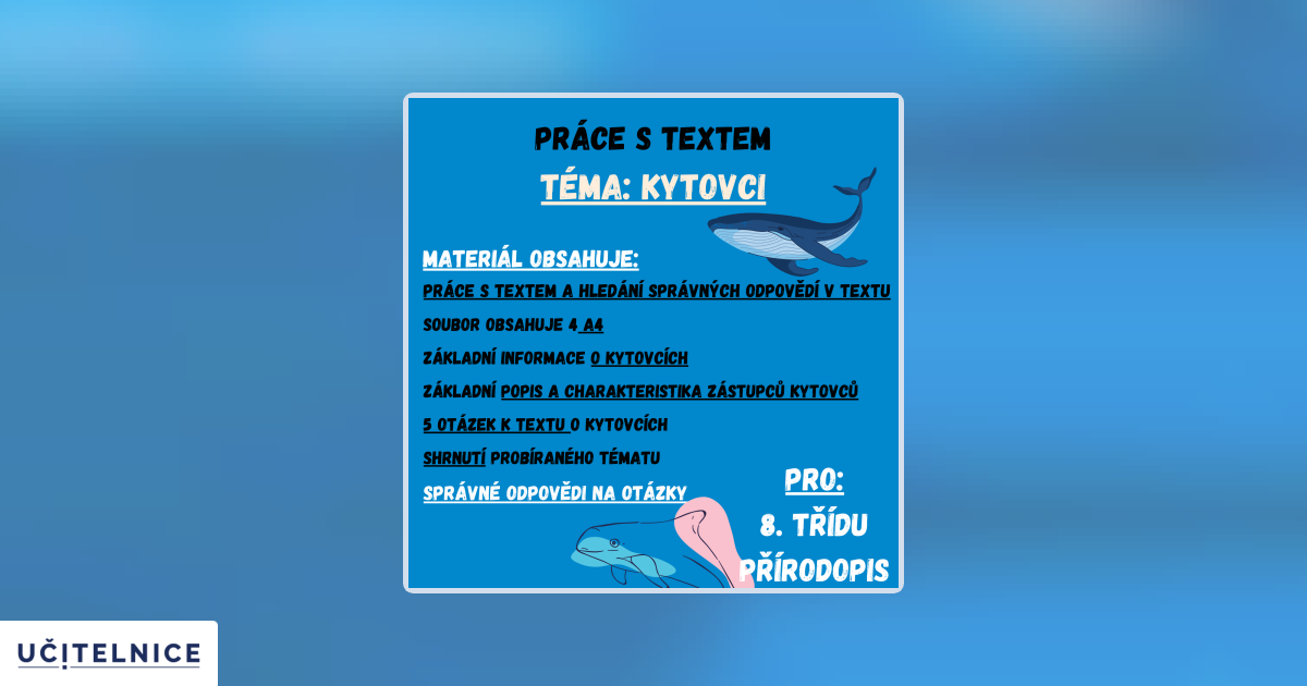 KYTOVCI - práce s textem | Učitelnice