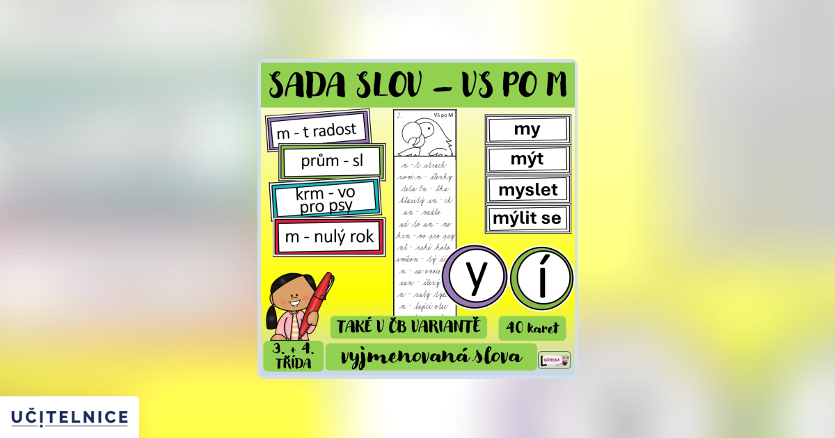 Sada slov - vyjmenovaná slova po M | Učitelnice