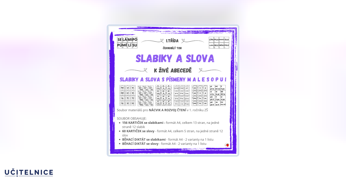 Slabiky a slova k živé abecedě | Učitelnice