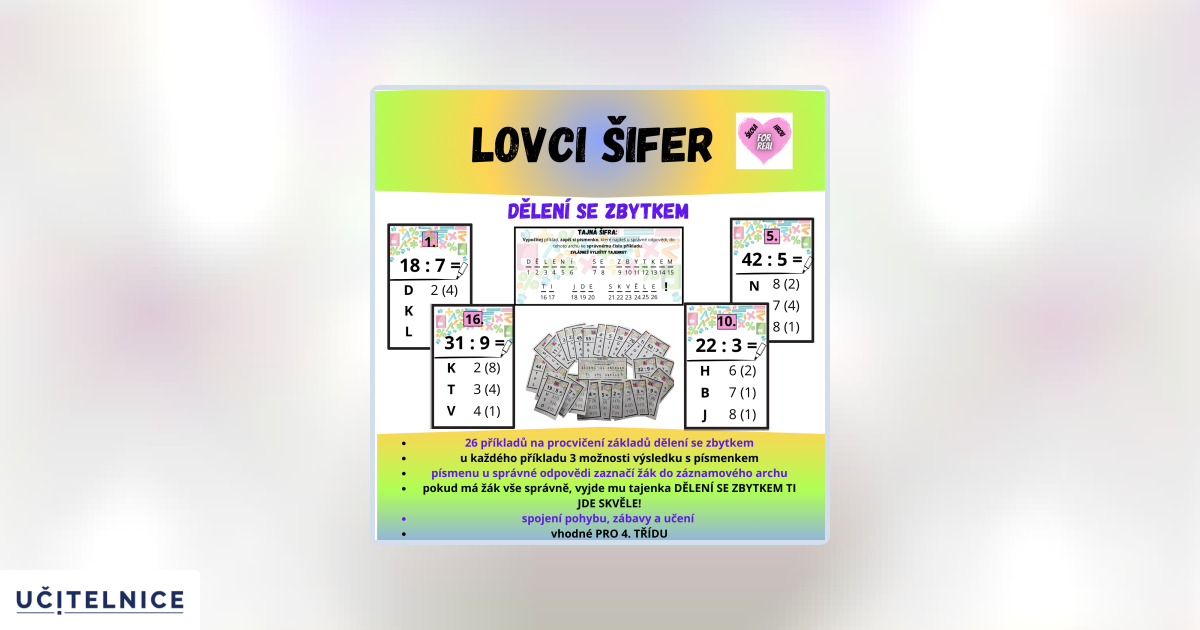 Materiál - Lovci šifer - dělení se zbytkem