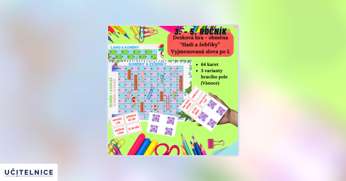 Vyjmenovaná slova po L - obměna deskové hry "Hadi a žebříky" | Učitelnice