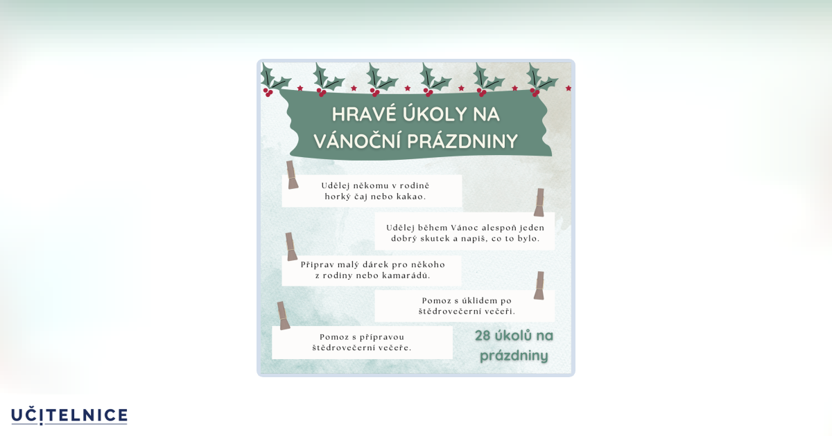 Hravé úkoly na vánoční prázdniny | Učitelnice