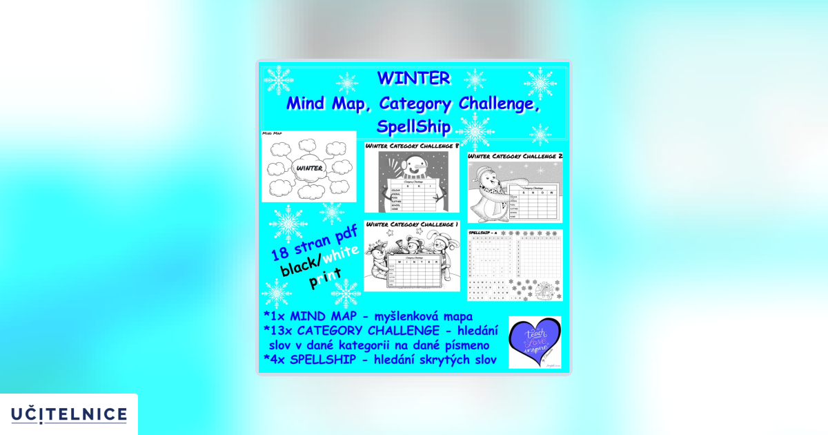 WINTER - Mind Map, Category Challenge, SpellShip | Učitelnice