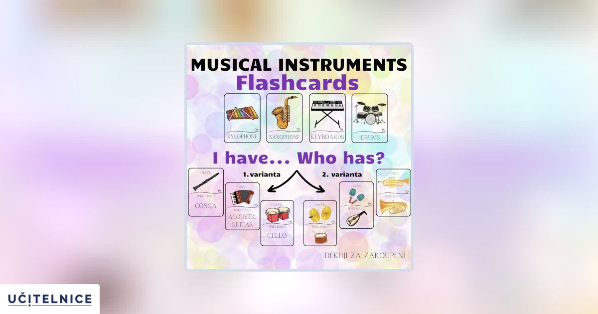 MUSICAL INSTRUMENTS - flashcards, I have. Who has? - 2 varianty hry ...