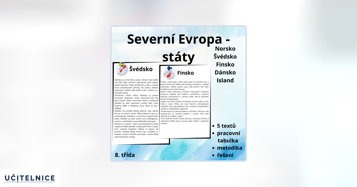 Severní Evropa - státy | Učitelnice