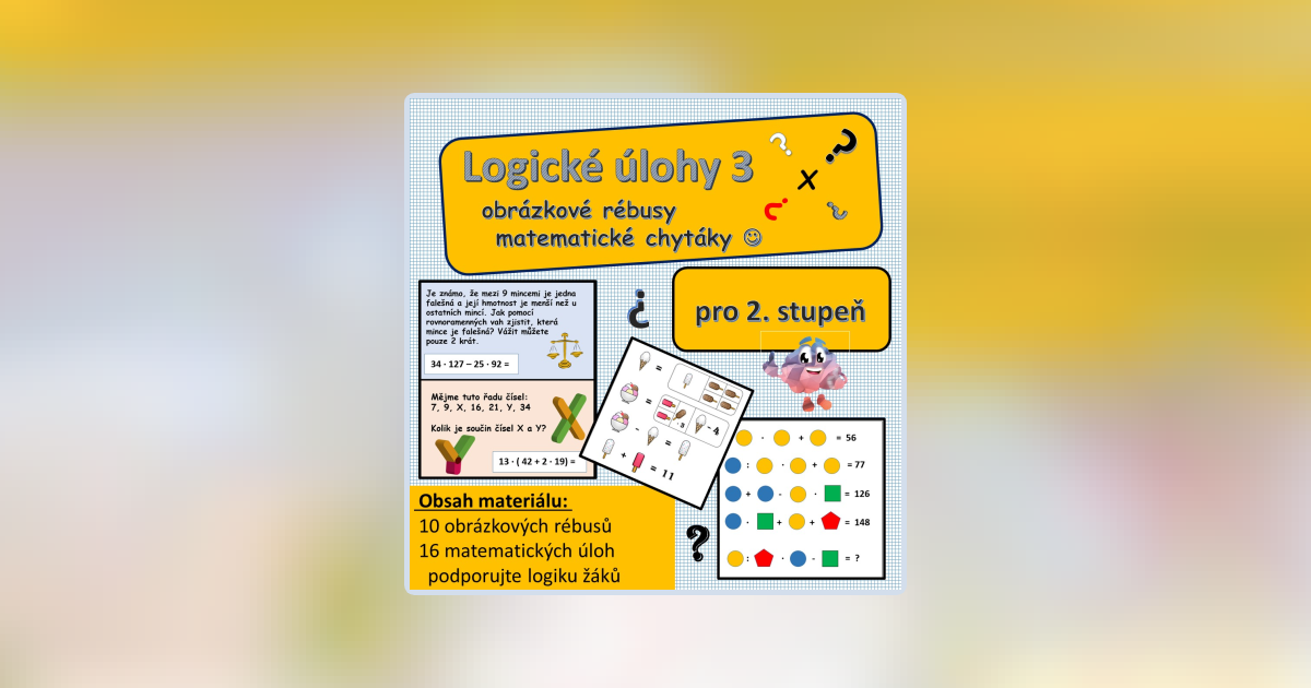 Logické úlohy 3 pro 2. stupeň | Učitelnice