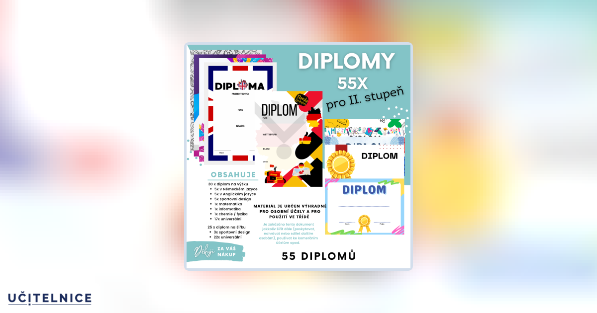 55x diplom pro II. stupeň (ocenění, úspěch, pochvala) | Učitelnice