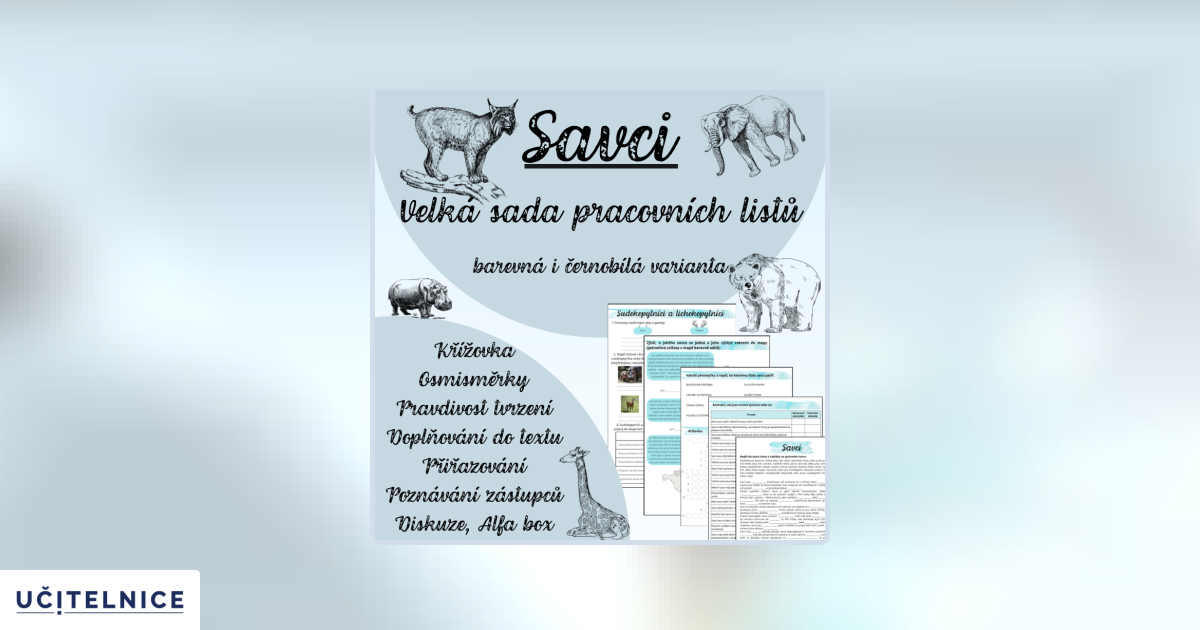 Savci - sada pracovních listů | Učitelnice
