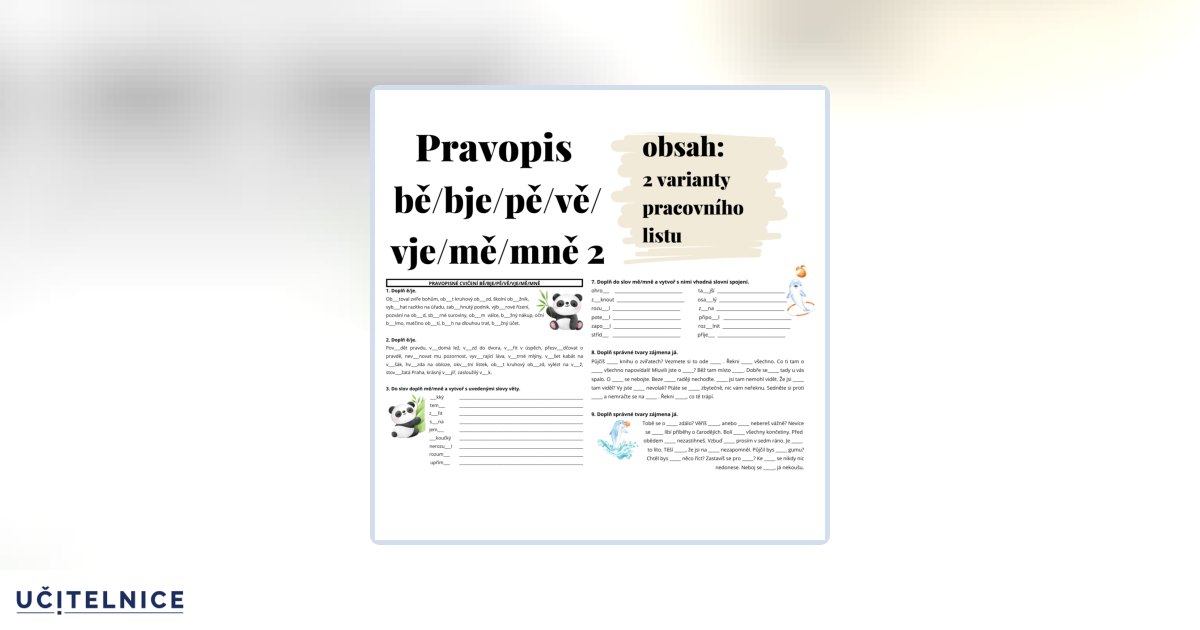 Pravopis bě/bje/pě/vě/vje/mě/mně | Učitelnice