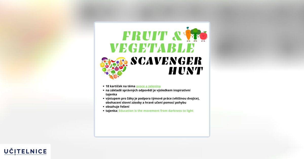Scavenger hunt - Fruit & Vegetable | Učitelnice