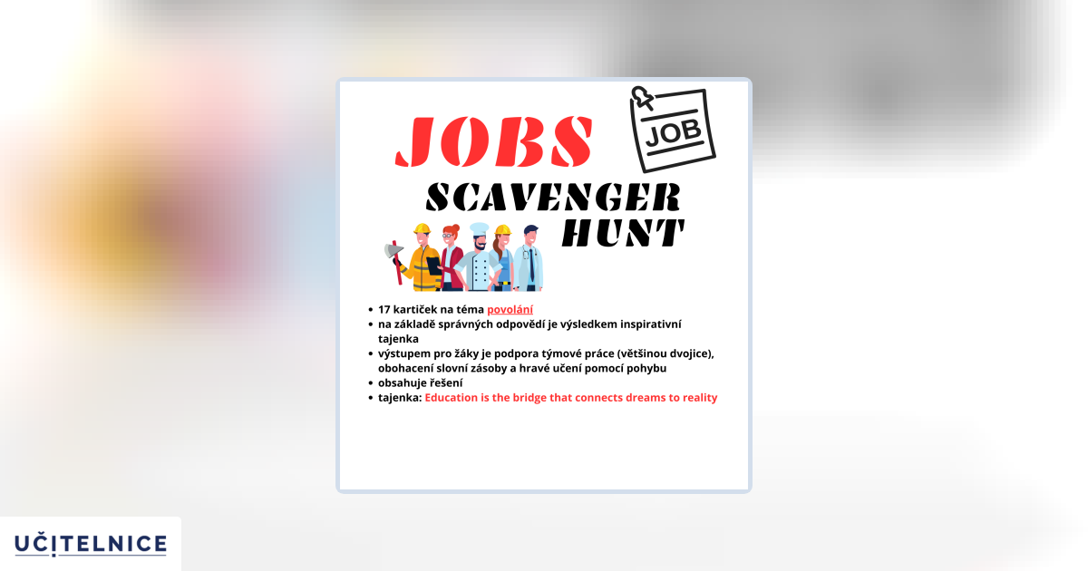 Scavenger hunt - Jobs | Učitelnice