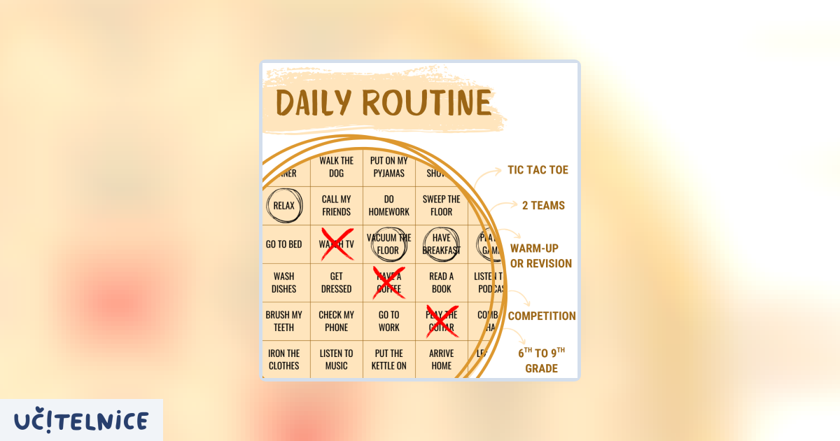 Daily routine - tic tac toe | Učitelnice