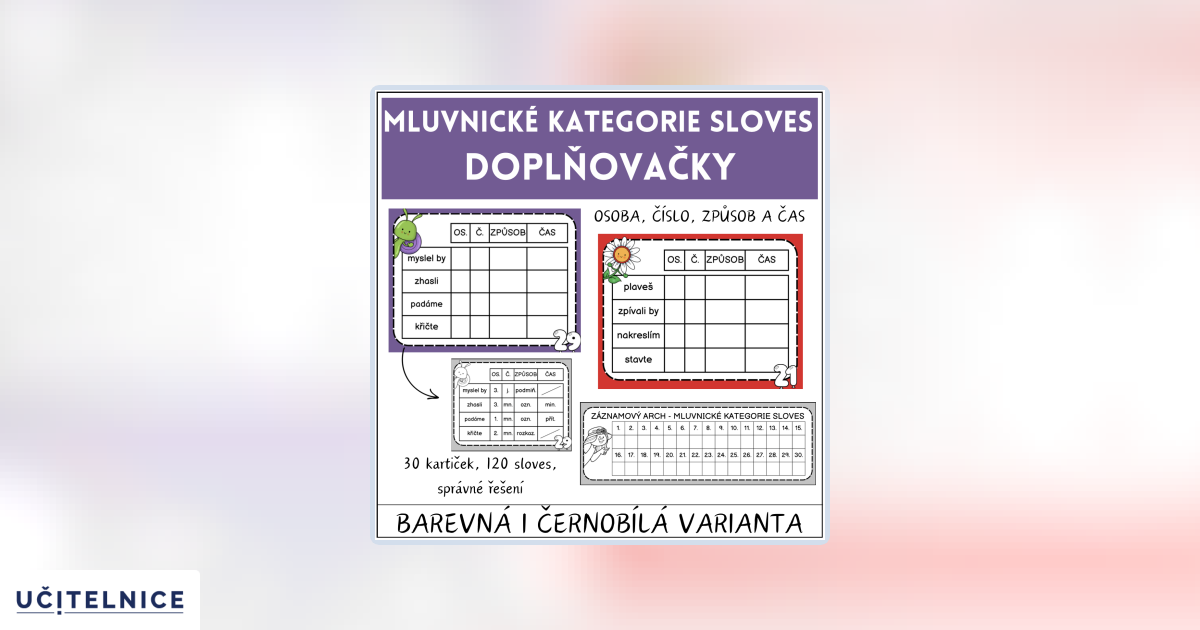 Mluvnické kategorie sloves - doplňovačky II. | Učitelnice