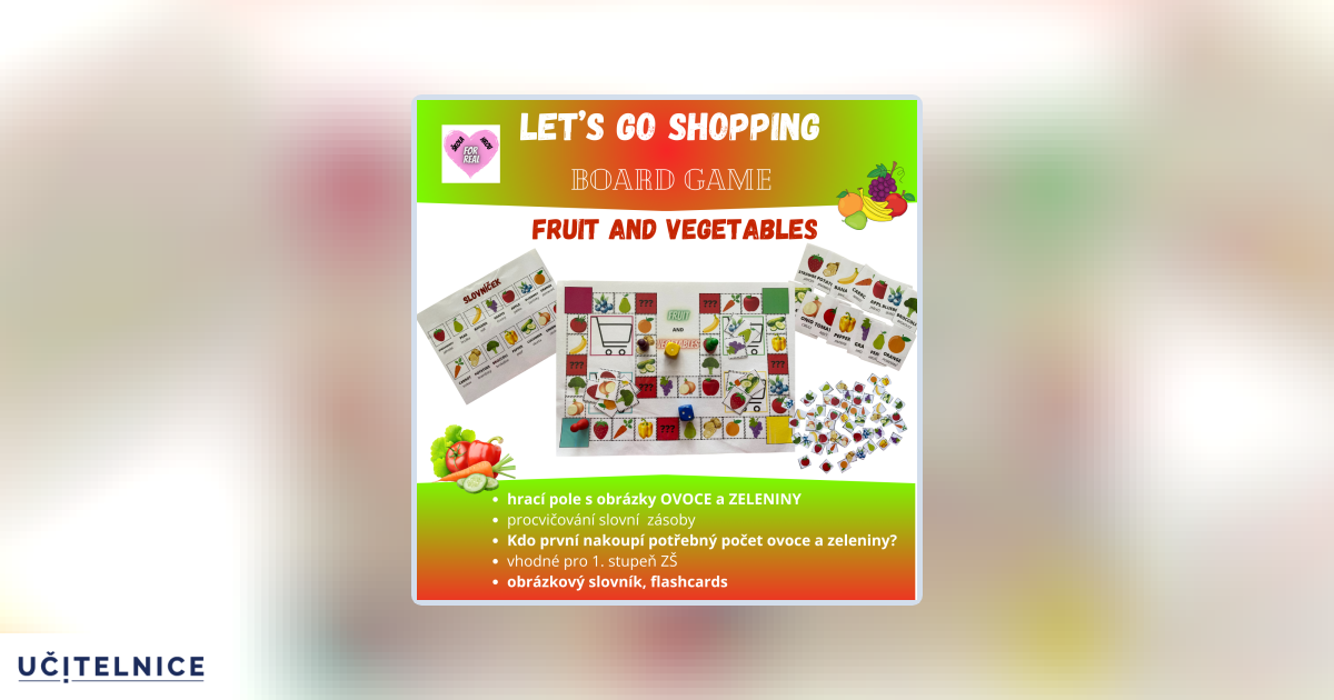 Let's go shopping - FRUIT and VEGETABLES - board game | Učitelnice