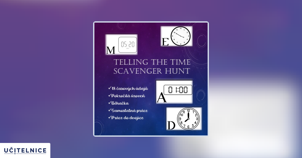 Telling the time - scavenger hunt - běhačka | Učitelnice
