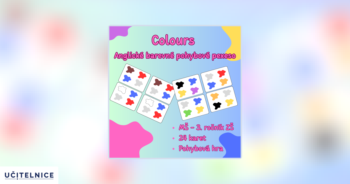 Colours - Anglické barevné pohybové pexeso | Učitelnice