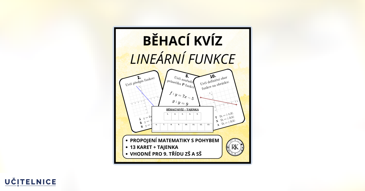 Lineární funkce - Běhací kvíz | Učitelnice