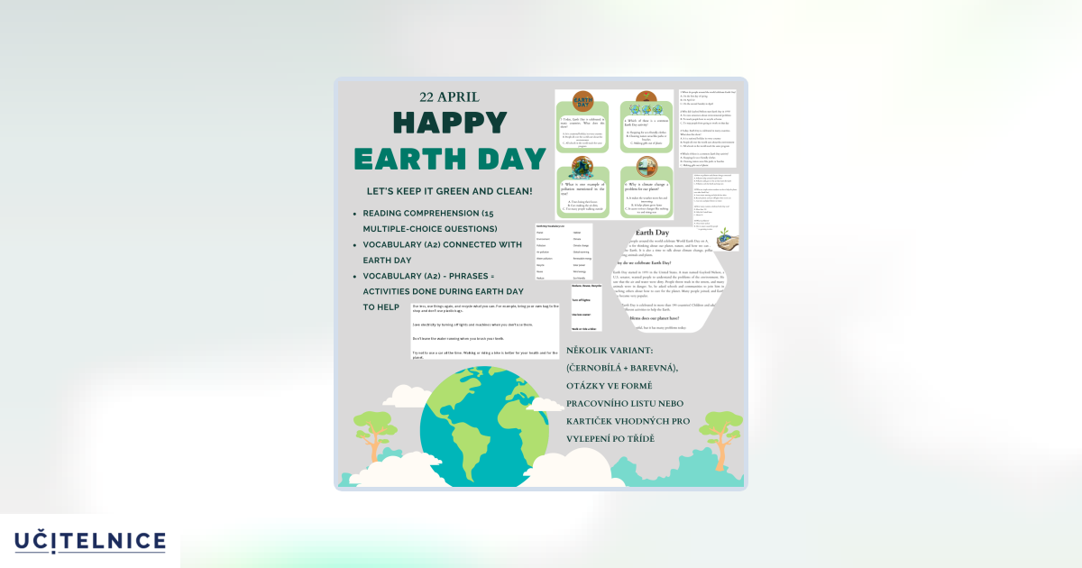 Earth Day - reading comprehension + vocabulary | Učitelnice