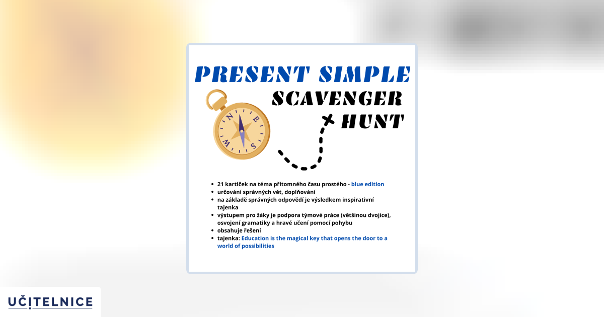 Present Simple Scavenger hunt - blue edition | Učitelnice