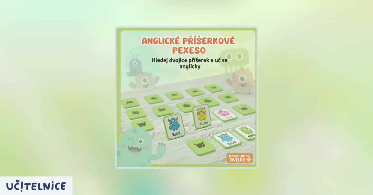 Anglické příšerkové pexeso (barvy) | Učitelnice