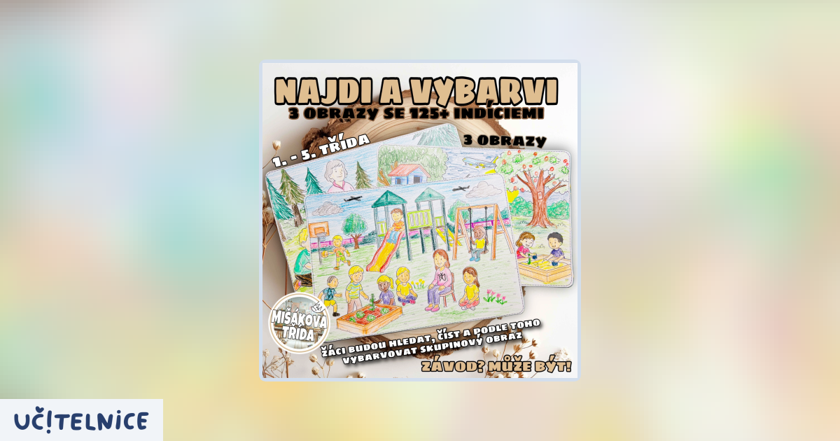 NAJDI A VYBARVI - 3 obrazy s indíciemi | Učitelnice