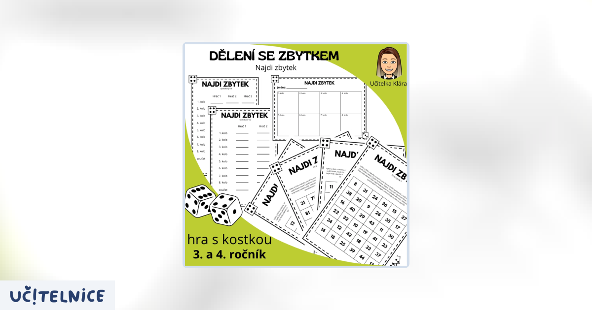 Najdi zbytek - hra s kostkou (dělení se zbytkem) | Učitelnice