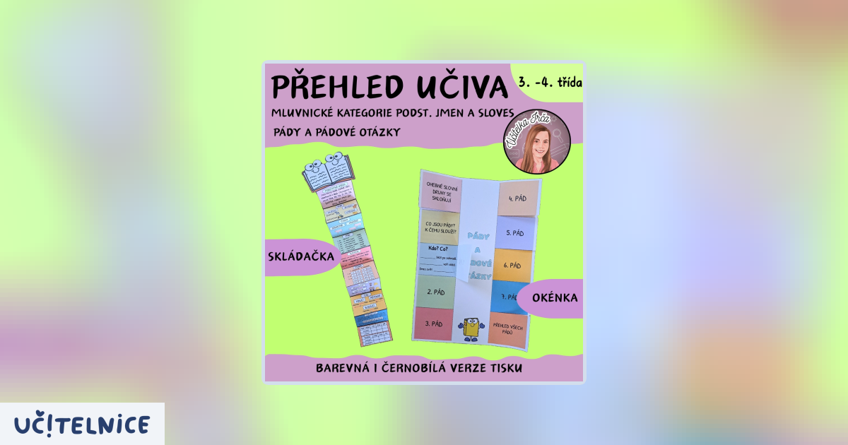 Přehledy učiva - Mluvnické kategorie sloves a podstatných jmen/ Pády ...