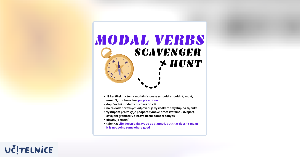 Modal verbs Scavenger hunt - purple edition | Učitelnice