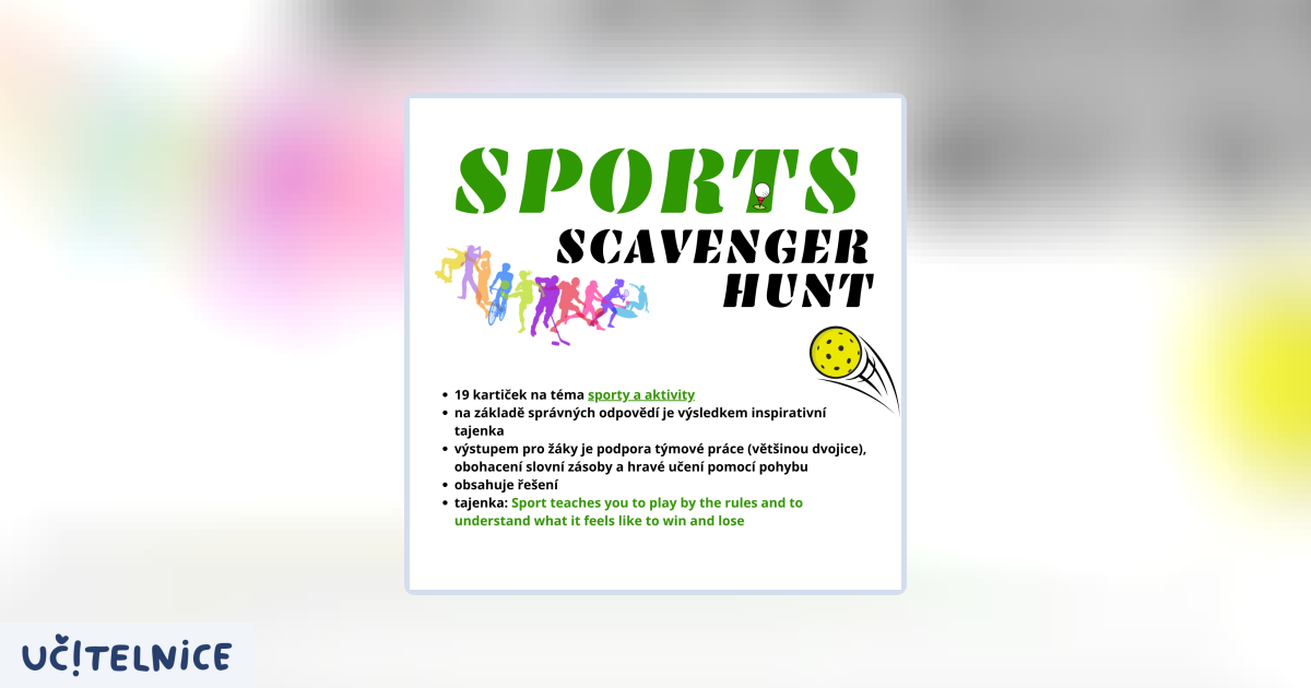 Scavenger hunt - Sports | Učitelnice