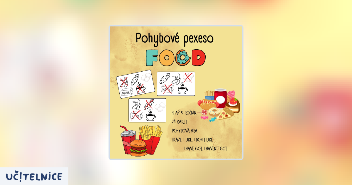 Food - pohybové pexeso | Učitelnice