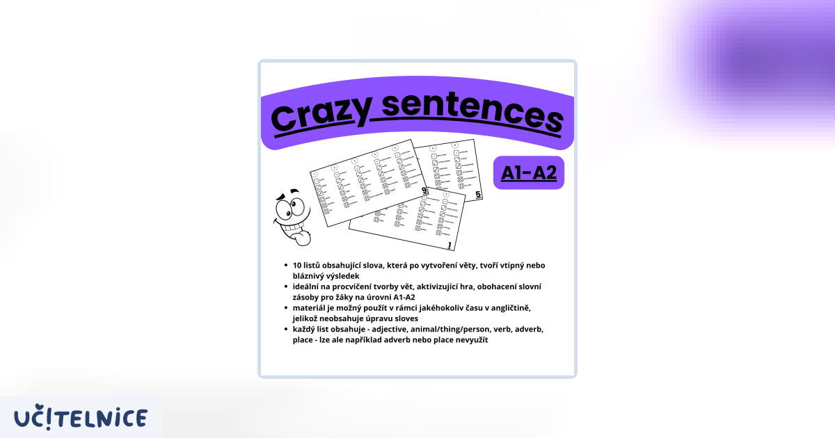 Crazy sentences - A1-A2 | Učitelnice