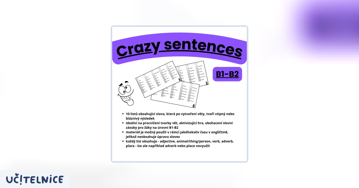 Crazy sentences - B1-B2 | Učitelnice