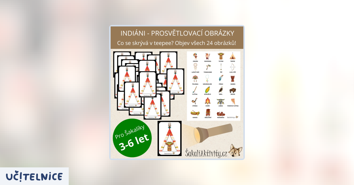 PROSVĚTLOVACÍ OBRÁZKY - Indiáni | Učitelnice