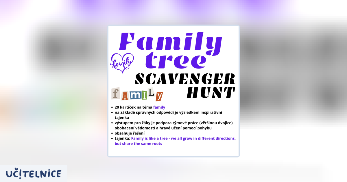Scavenger hunt - Family tree | Učitelnice
