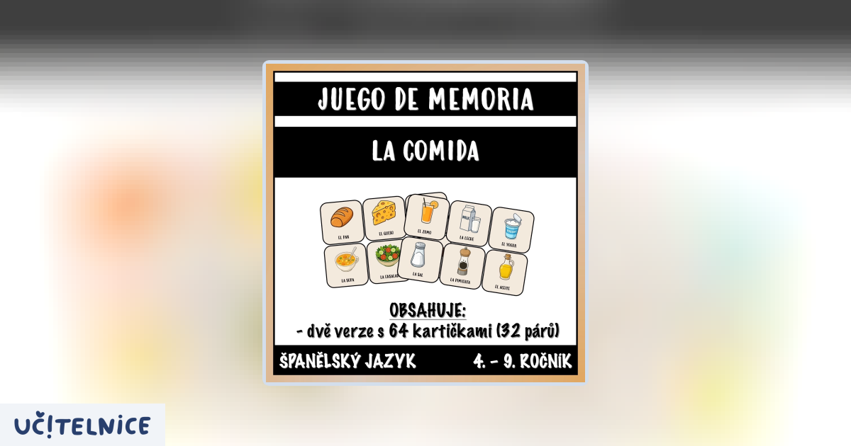 Juego de Memoria - La Comida | Učitelnice