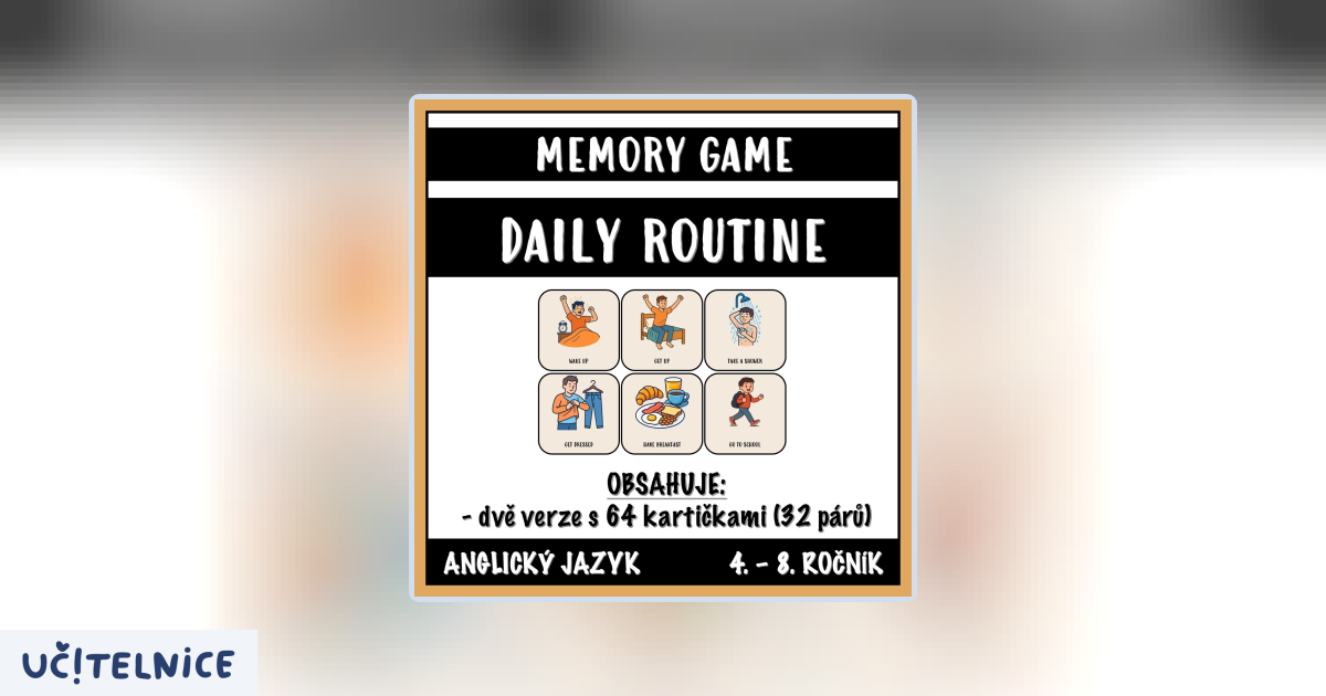 Memory Game - Daily Routine | Učitelnice