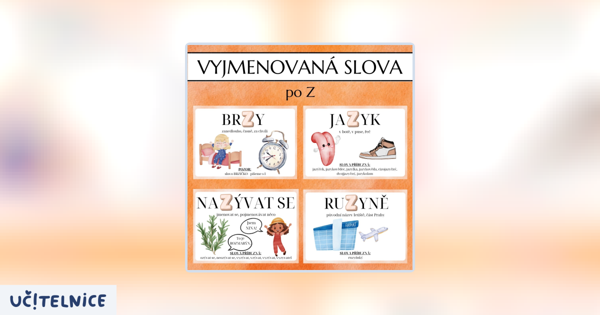 vyjmenovaná slova po Z | Učitelnice