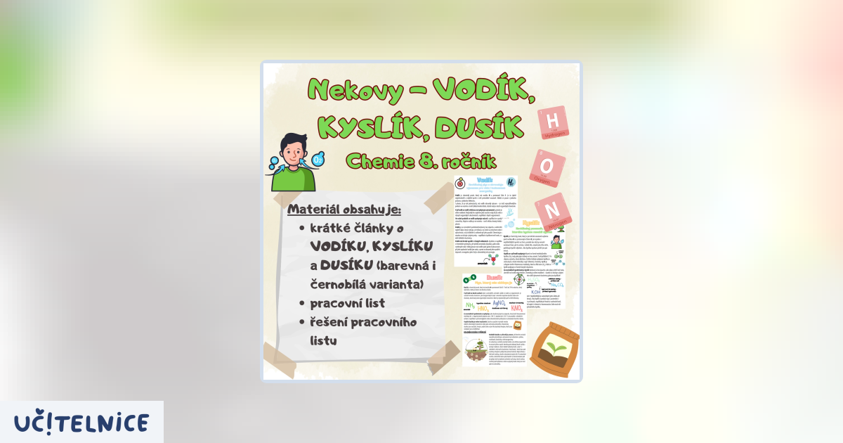 Nekovy - VODÍK, KYSLÍK, DUSÍK | Učitelnice