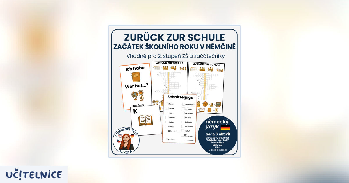 Zurück zur Schule - Zpátky do školy (německá slovní zásoba, hry ...