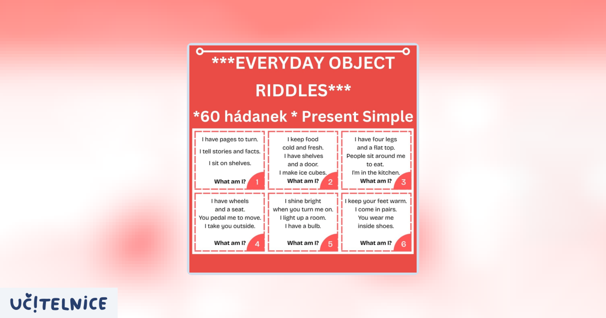 ***EVERYDAY OBJECT RIDDLES*** | Učitelnice