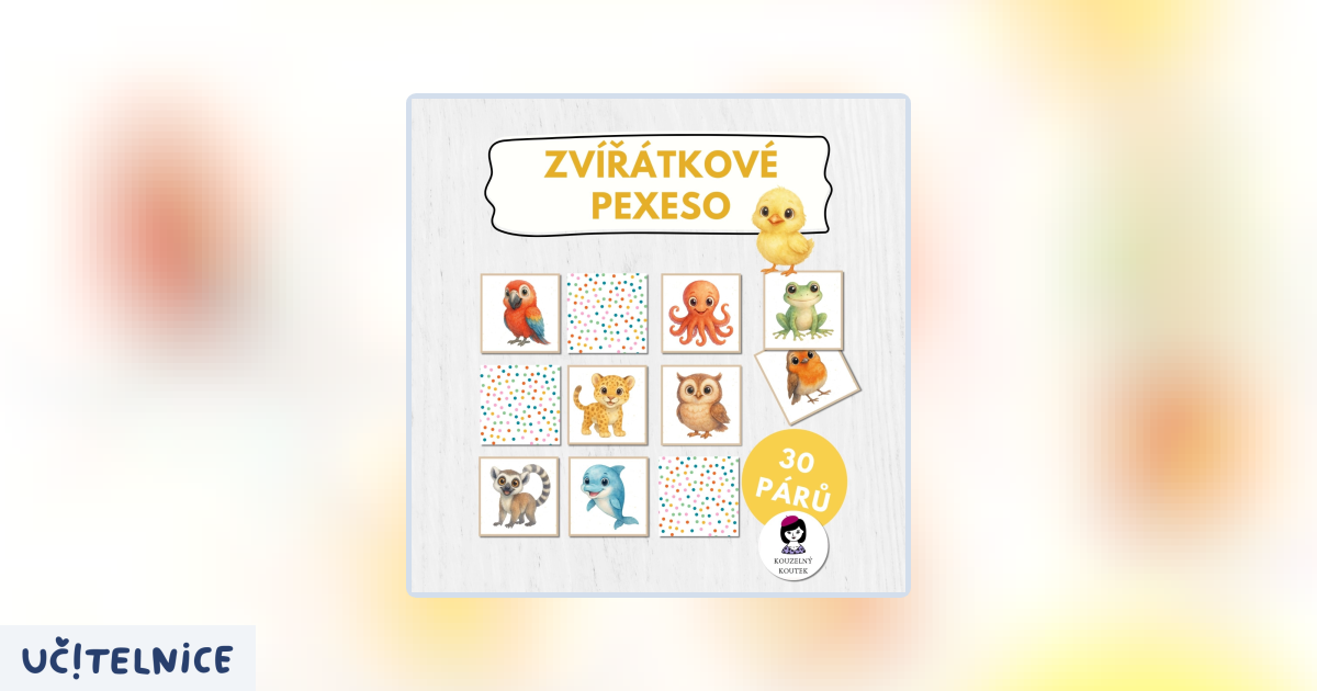 Zvířátkové pexeso | zvířata | zoo | hra pro děti | Učitelnice